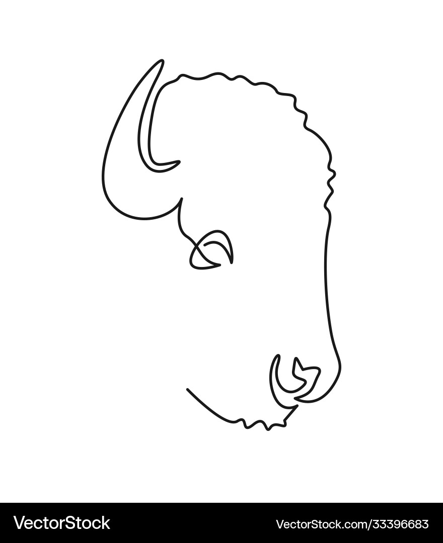 Continuous line bull logo buffalo single Vector Image
