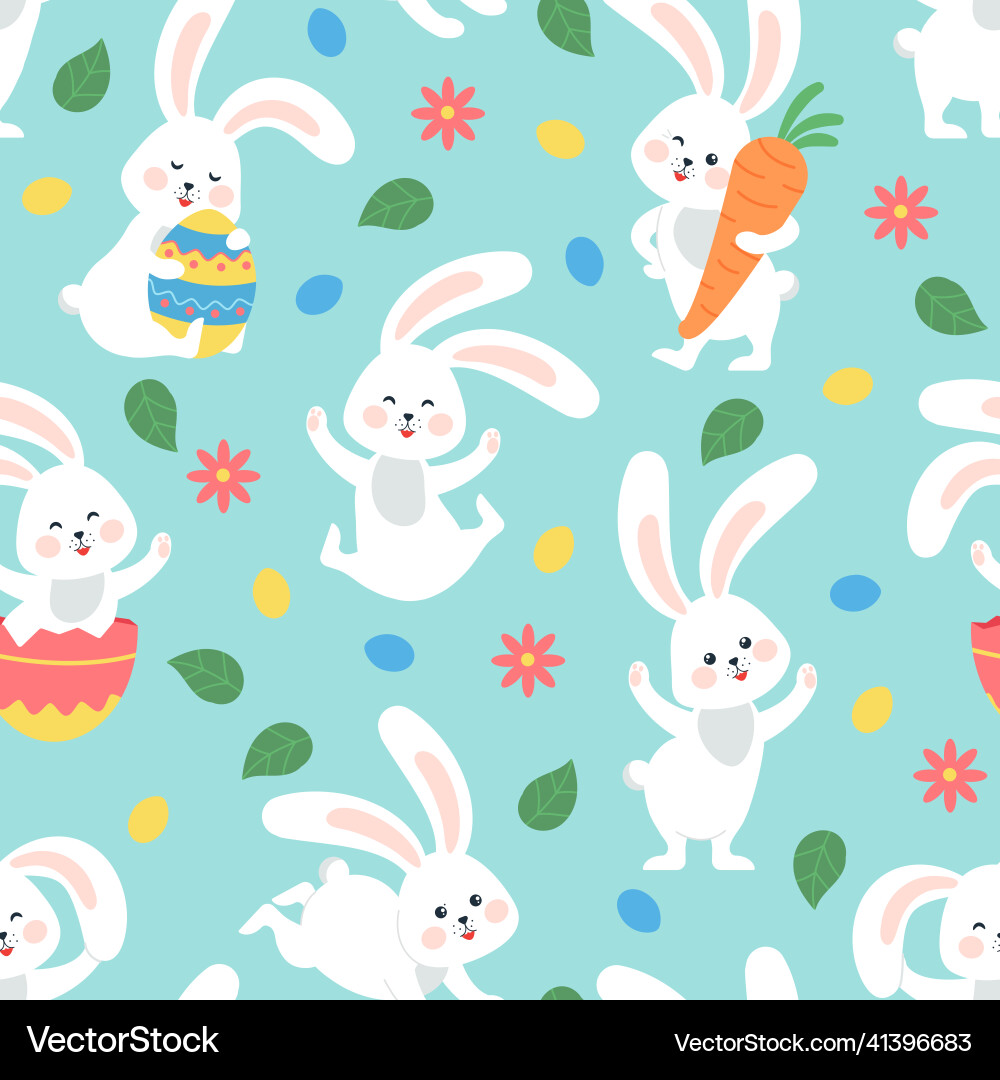 Cute Easter Bunny Seamless Pattern Royalty Free Vector Image