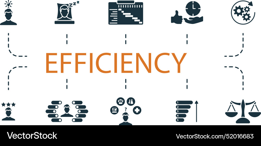 Efficiency icons set creative potential Royalty Free Vector