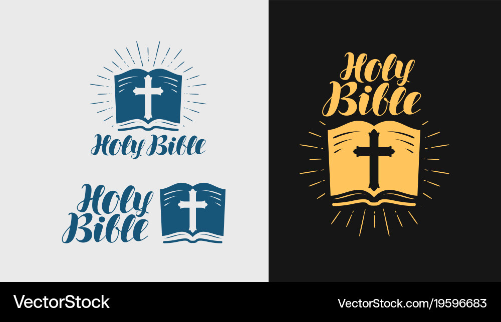 Holy bible scripture logo or label religion Vector Image