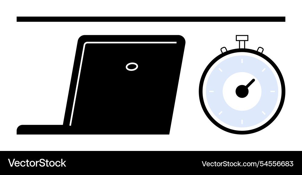Laptop and stopwatch representing efficiency time Vector Image