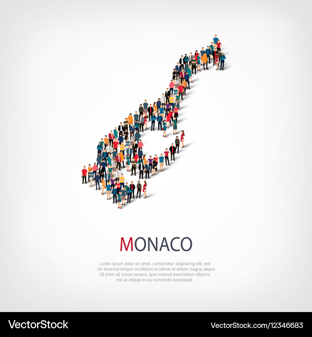Monaco People Map - Isometric Royalty Free Vector Image