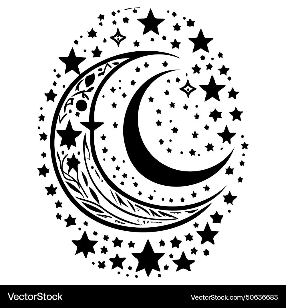 Moon star ramadan arabic islamic sketch hand draw Vector Image