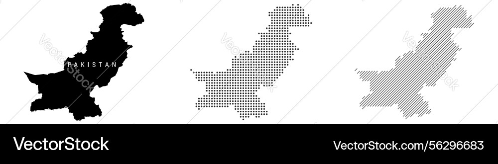 Pakistan silhouette map and two patterns of dots Vector Image
