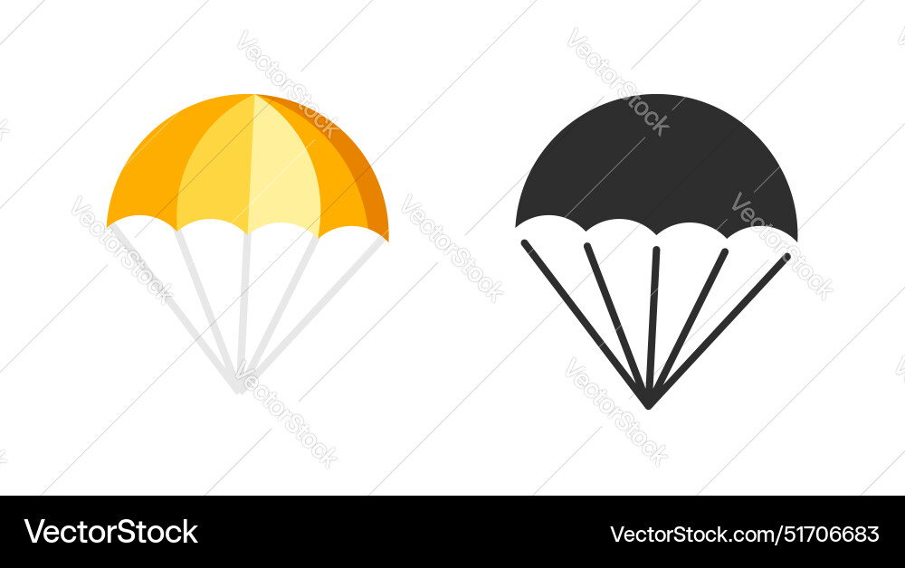 Parachute icon flat cartoon and shape silhouette Vector Image