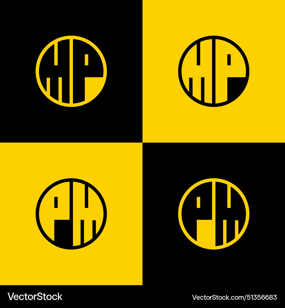 Simple mp and pm letters circle logo set suitable Vector Image
