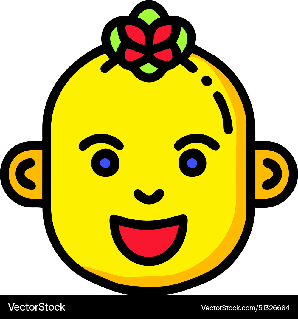 Baby face yellow icon Royalty Free Vector Image