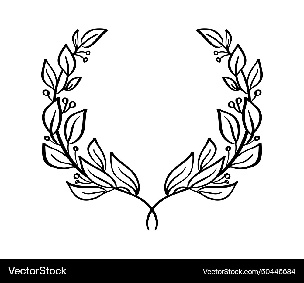 Black hand drawn laurel wreath branch frame Vector Image