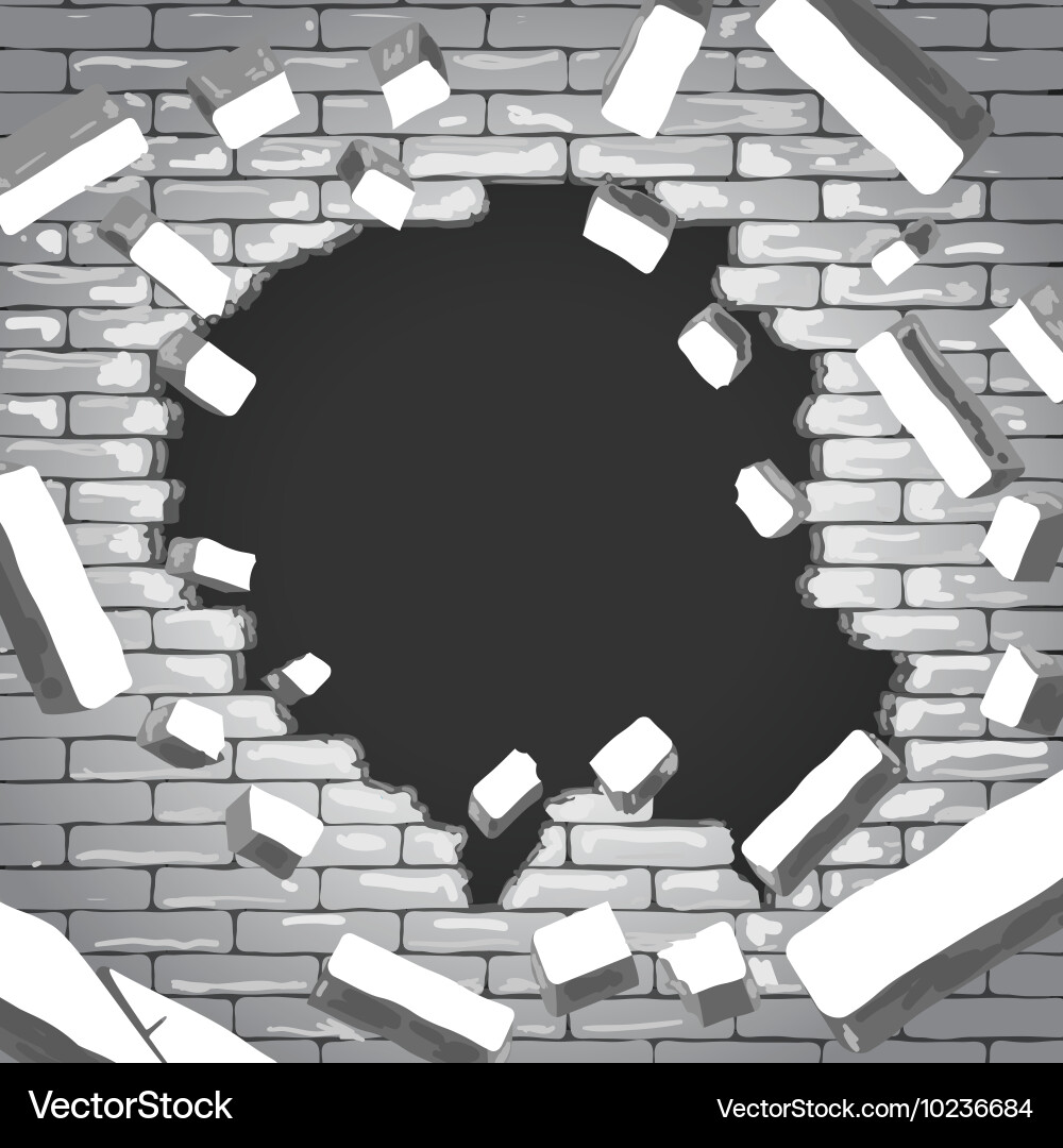 Destroyed brick wall Royalty Free Vector Image