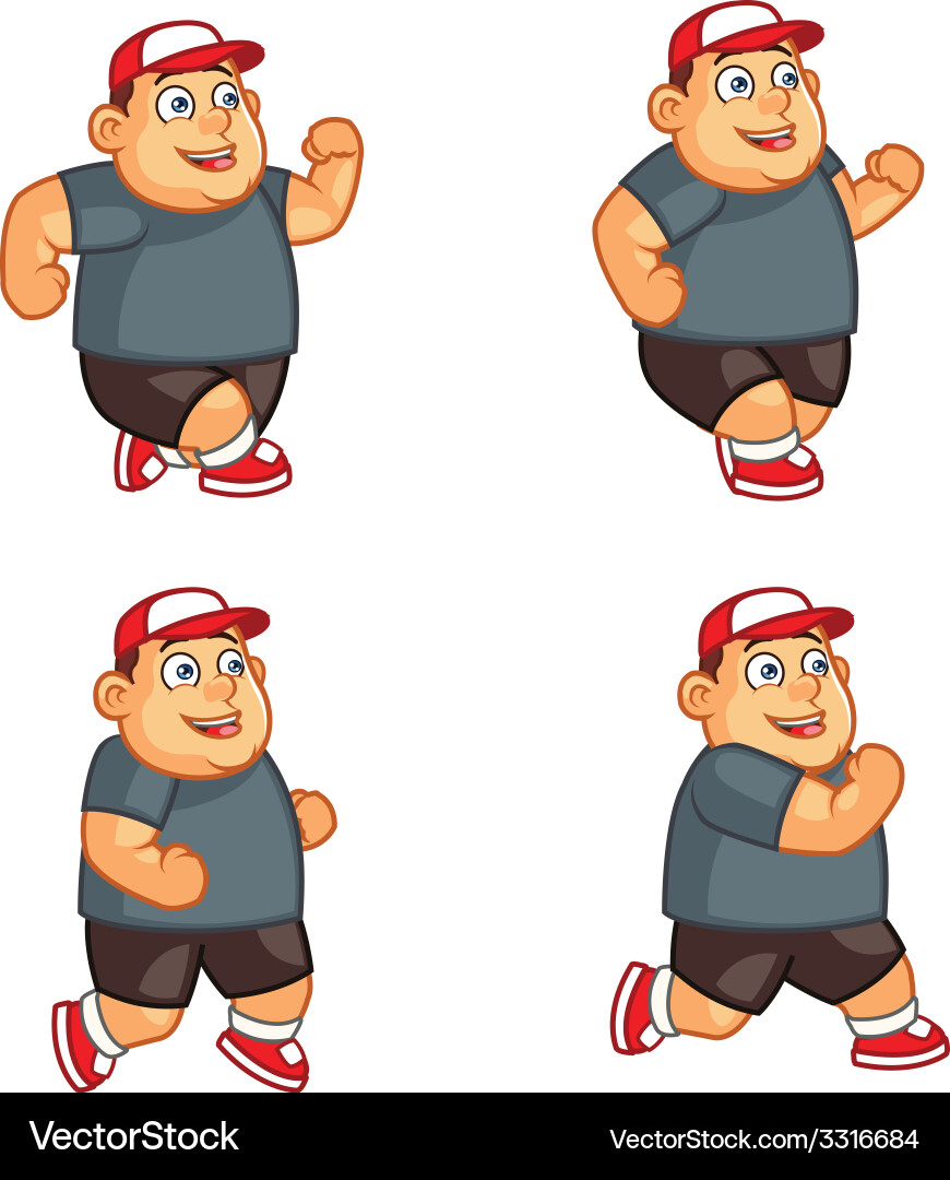 Fat boy running sprite Royalty Free Vector Image