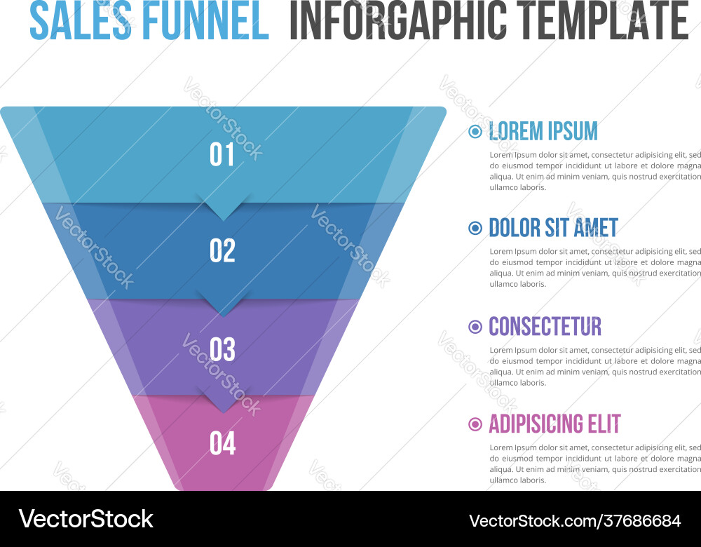 Funnel diagram template Royalty Free Vector Image