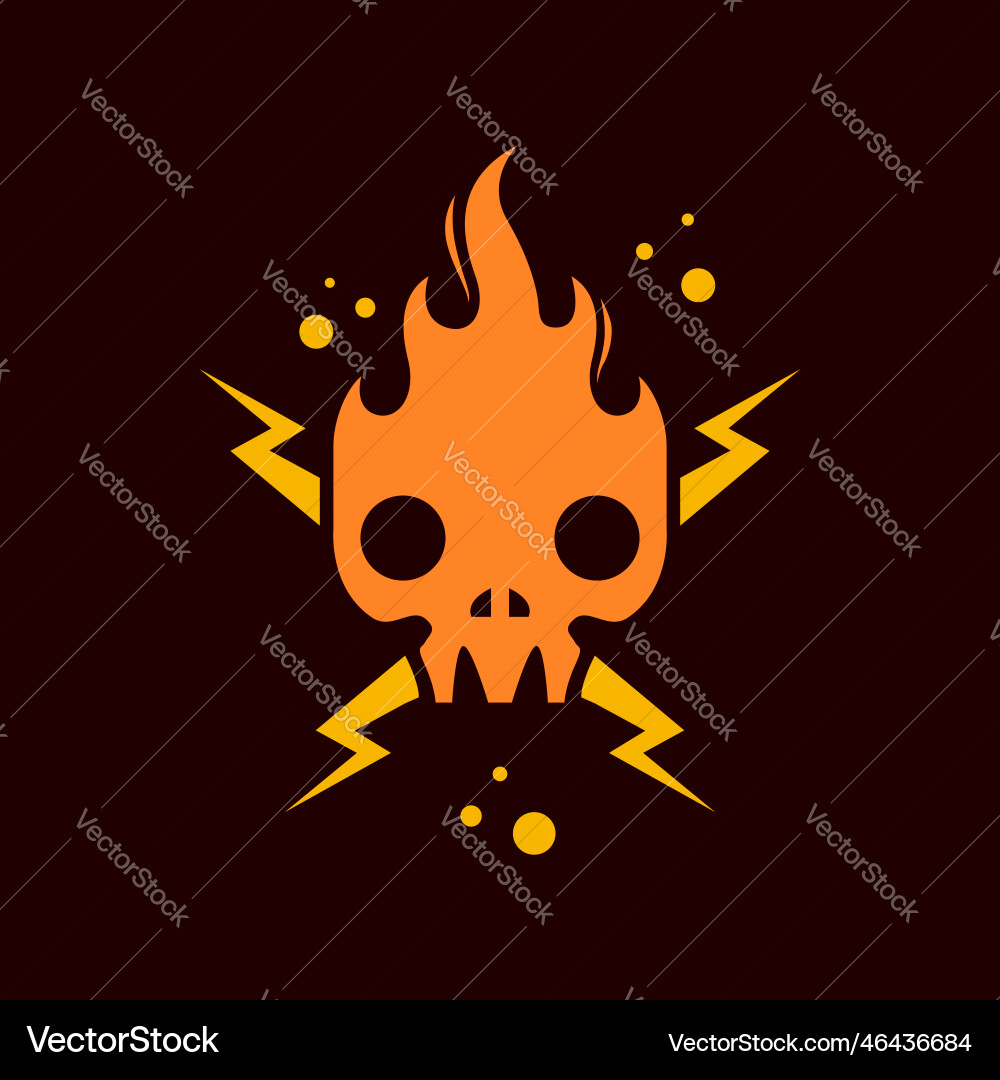 Head skull cranium fire flame hot thunderbolt Vector Image