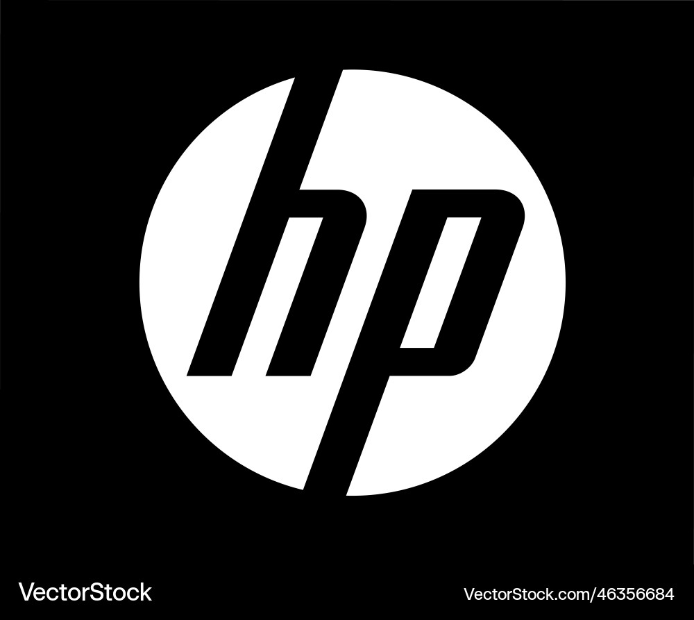 Hp brand logo laptop symbol white design Vector Image