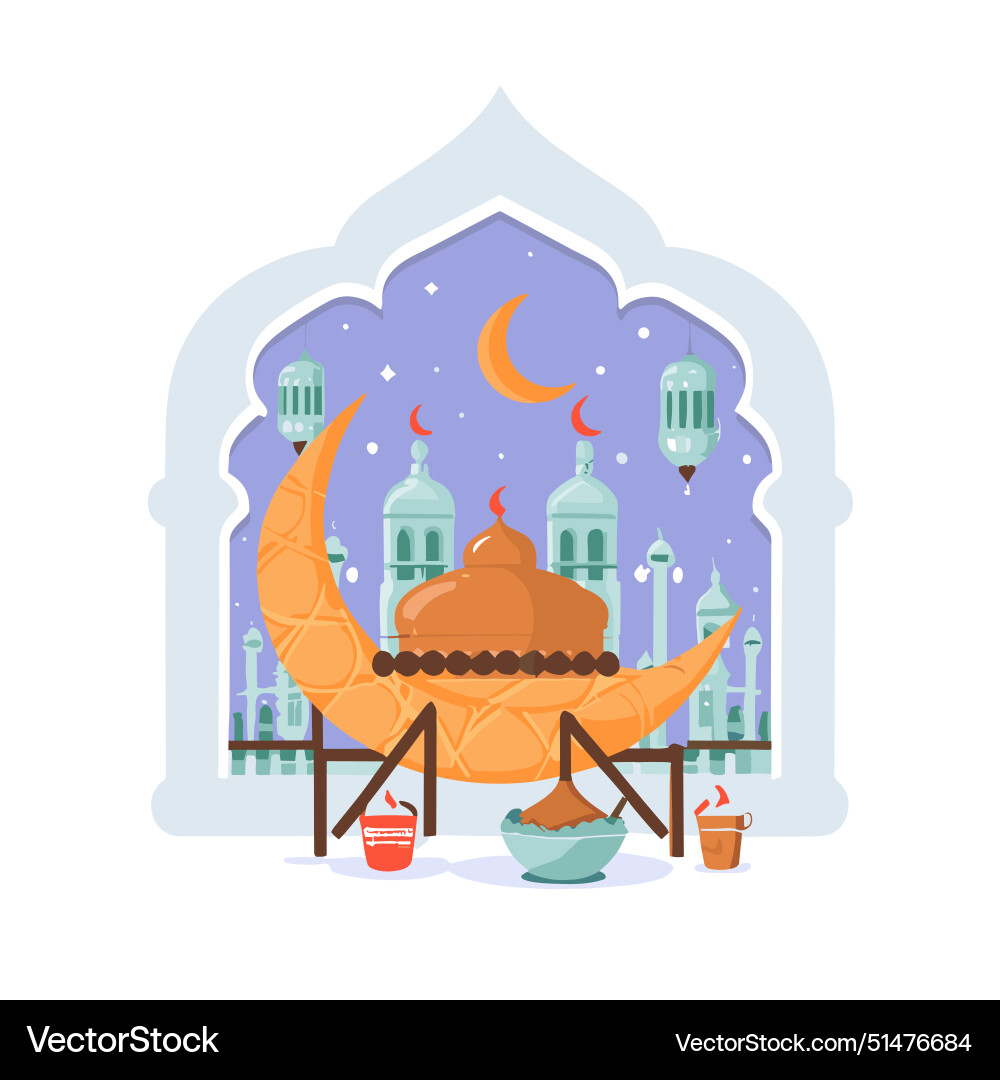 Ramadan concept flat Royalty Free Vector Image