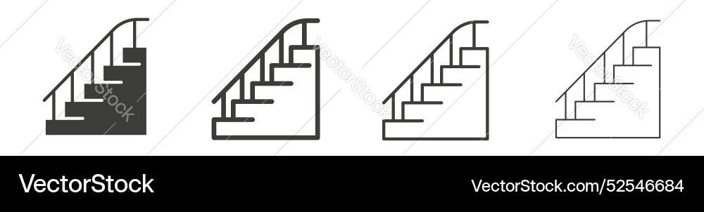 Stairs icon set on white background Royalty Free Vector