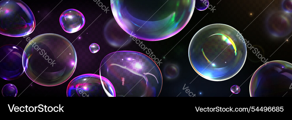 3d soap water bubble magic glass transparent Vector Image