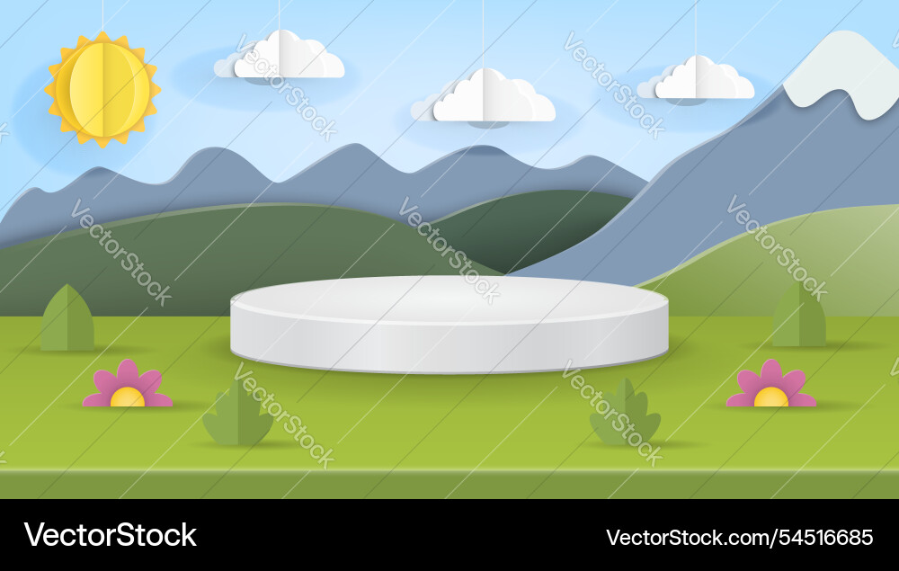 A colorful nature landscape with round platform Vector Image