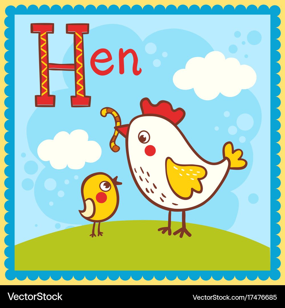 Alphabet letter h and hen Royalty Free Vector Image