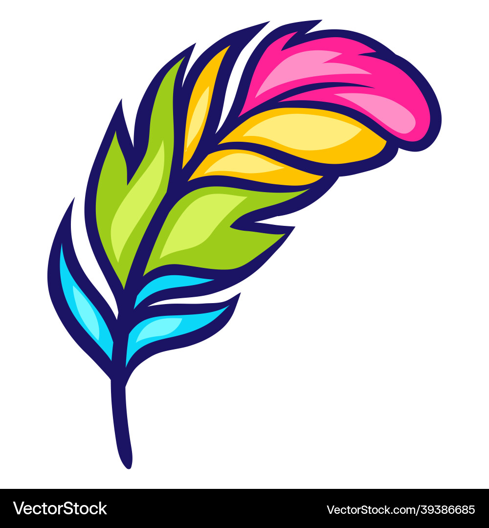 Feather in cartoon style cute Royalty Free Vector Image
