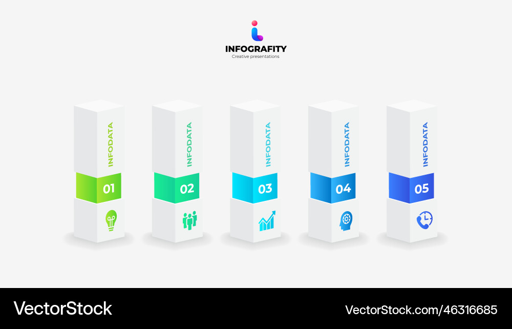 Five 3d columns for infographics abstract Vector Image