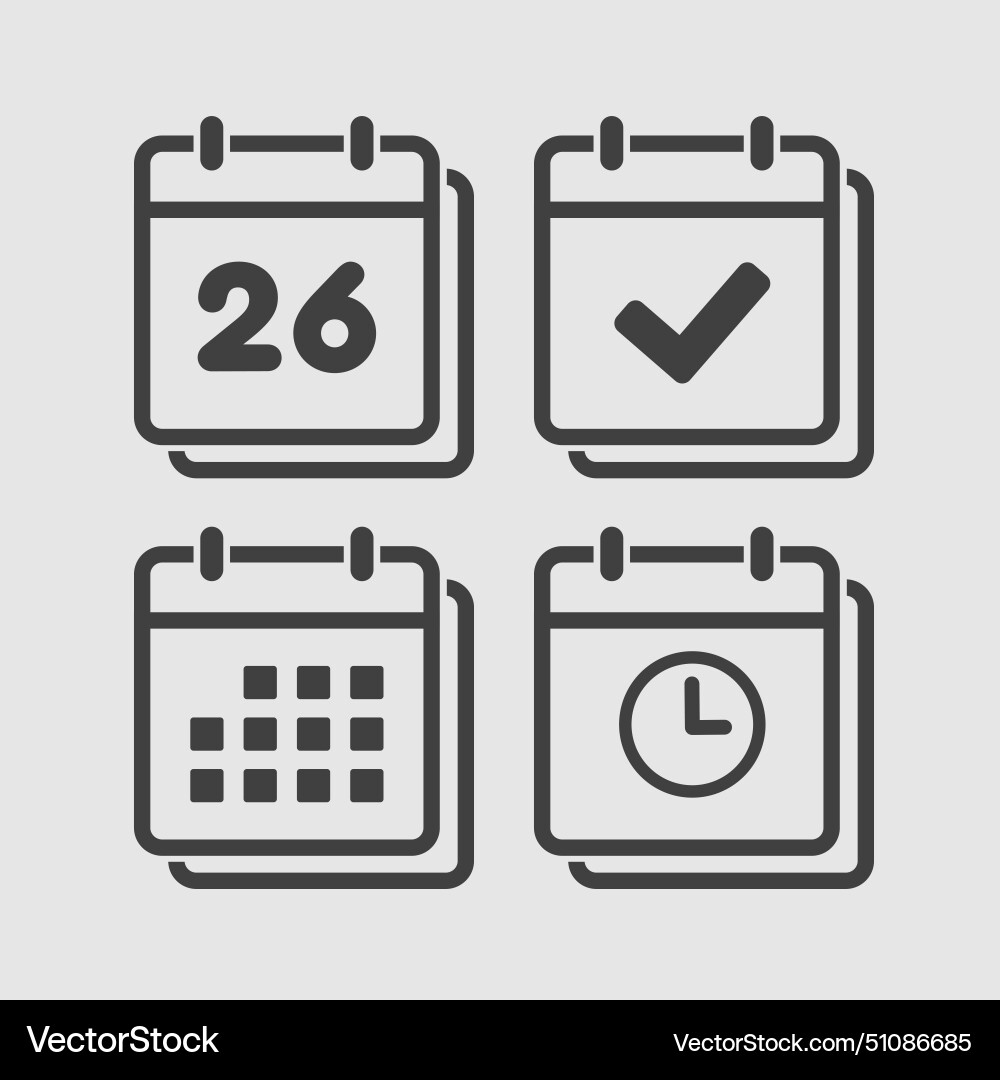 Icon calendar number 26 agenda app timer done Vector Image