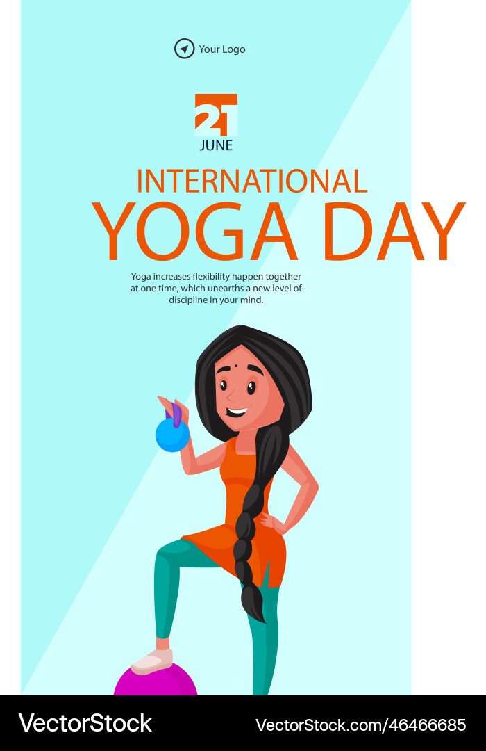 Internationale Yoga Tag Portrait Vorlage Vektorbild