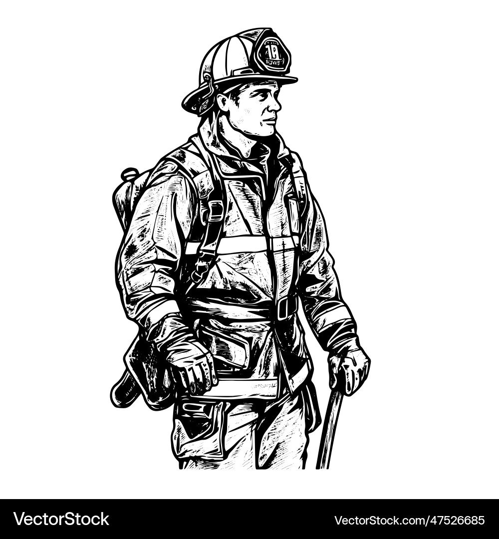 Isolated Firefighter Drawing Royalty Free Vector Image