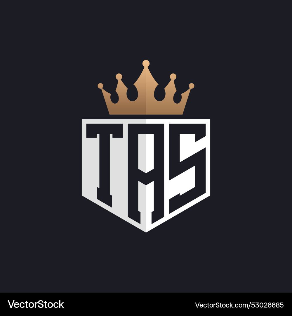 Luxury tas logo with crown elegant initials Vector Image