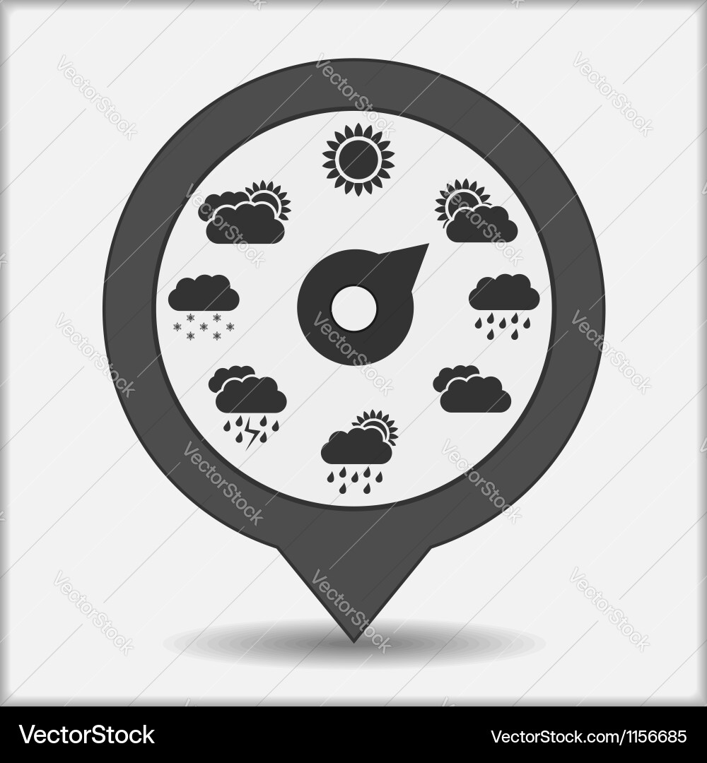 Map marker with weather indicator Royalty Free Vector Image