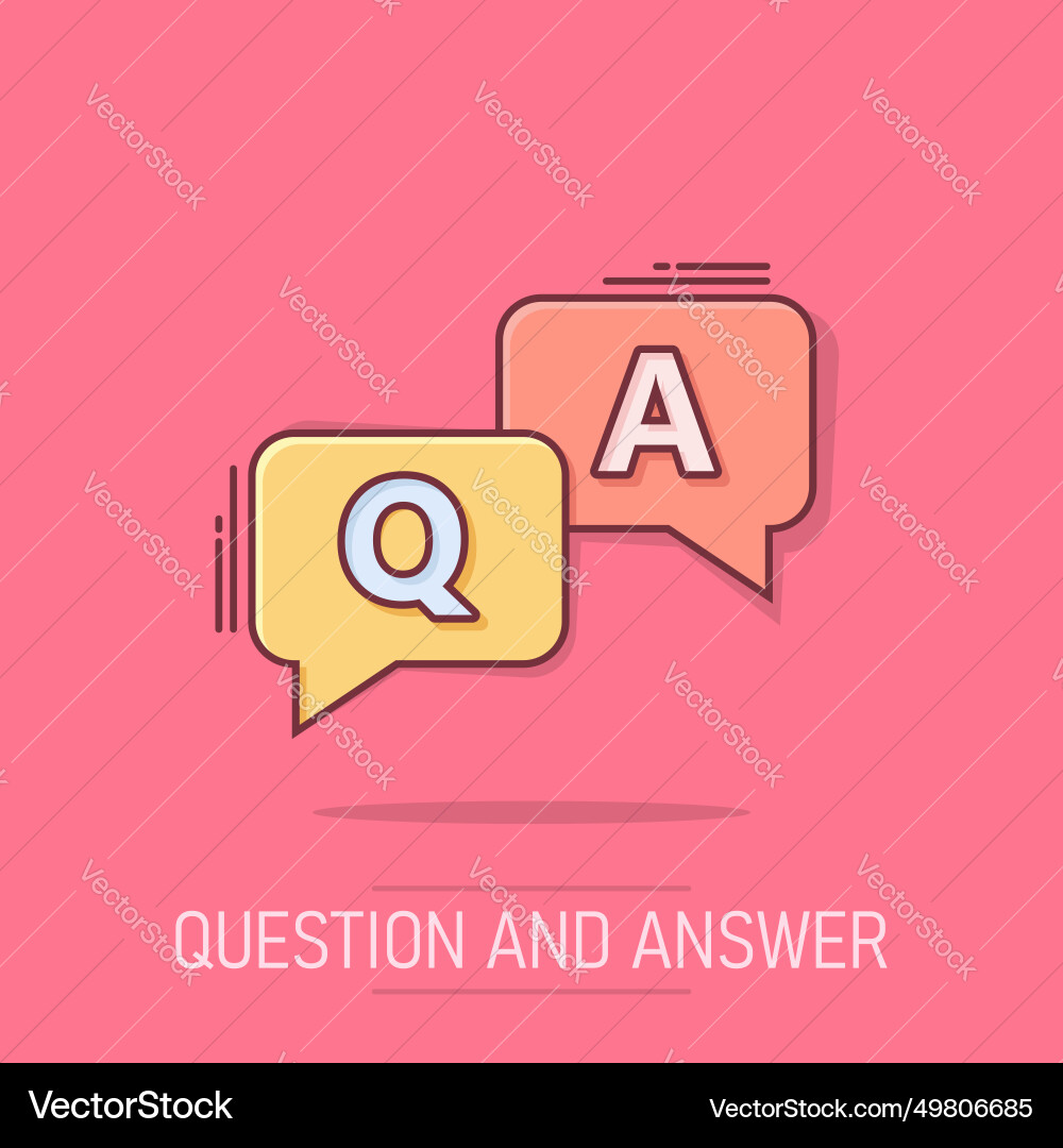 Question and answer icon in comic style Royalty Free Vector