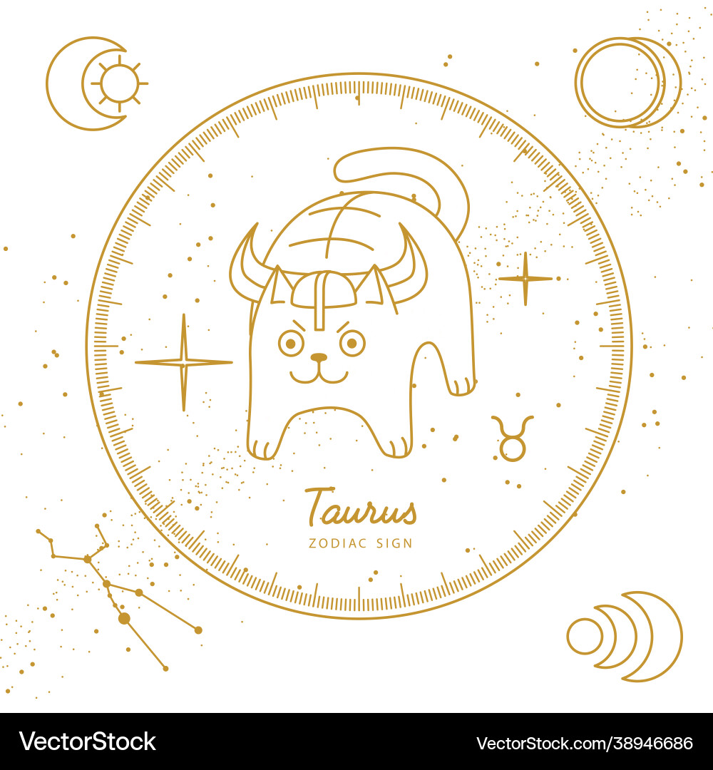 Card with astrology taurus zodiac sign Royalty Free Vector