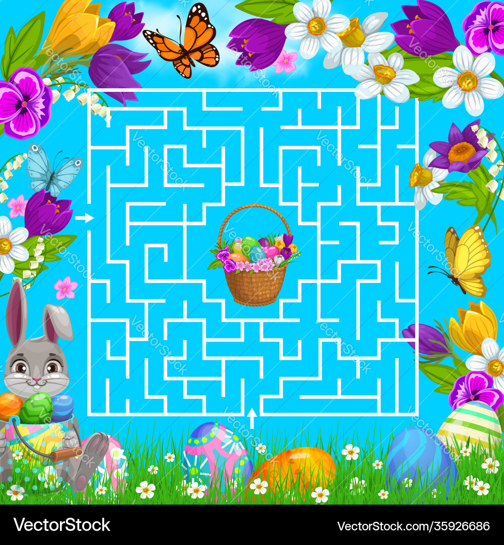 Easter Bunny Maze Game Royalty Free Vector Image