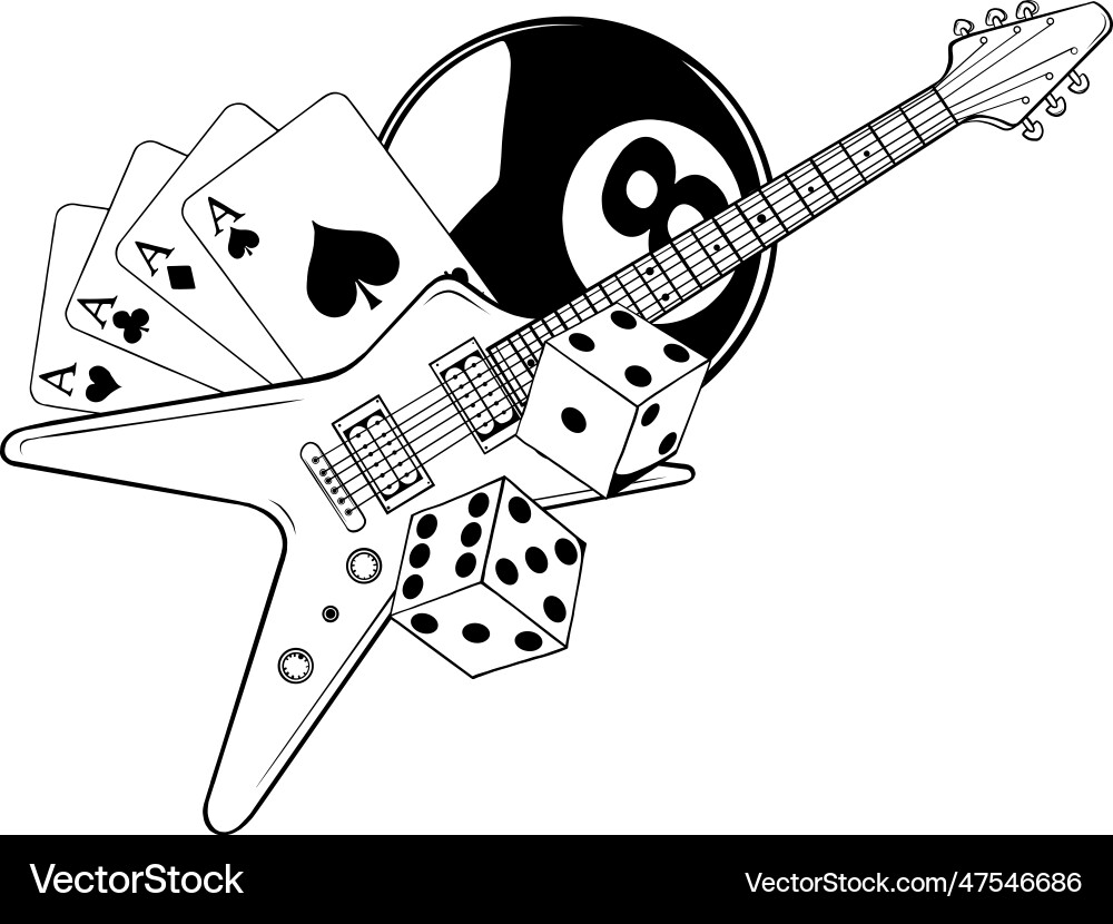 Electric guitar line art Royalty Free Vector Image
