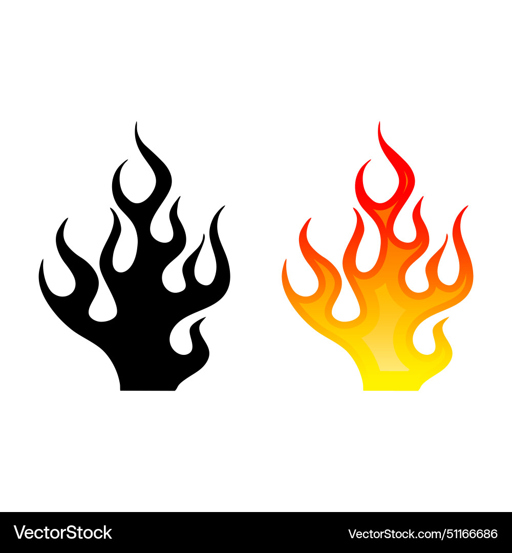 Fire flames set icons Royalty Free Vector Image