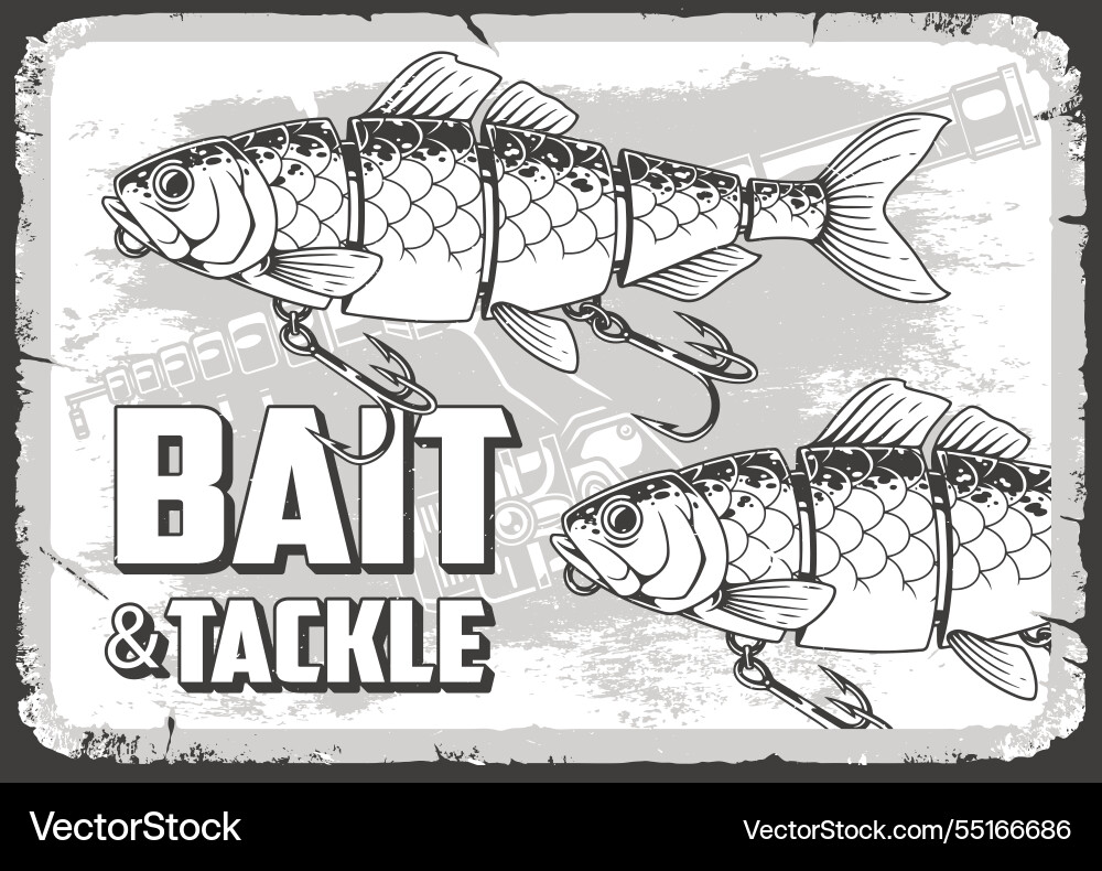 Fish art for bait and tackle design Royalty Free Vector