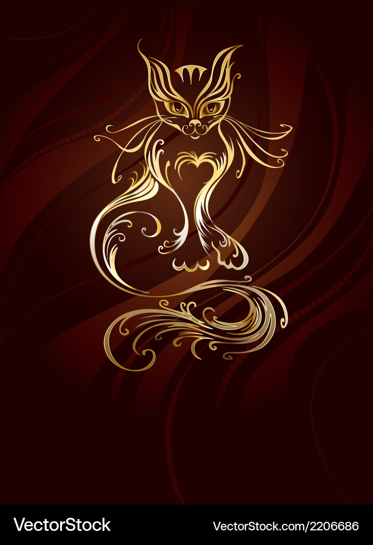 Golden cat Royalty Free Vector Image - VectorStock