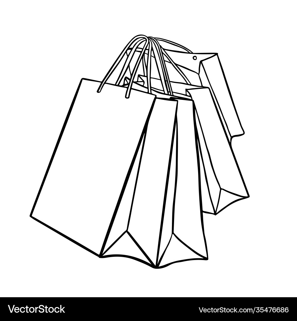 Shopping bags sketch packages Royalty Free Vector Image