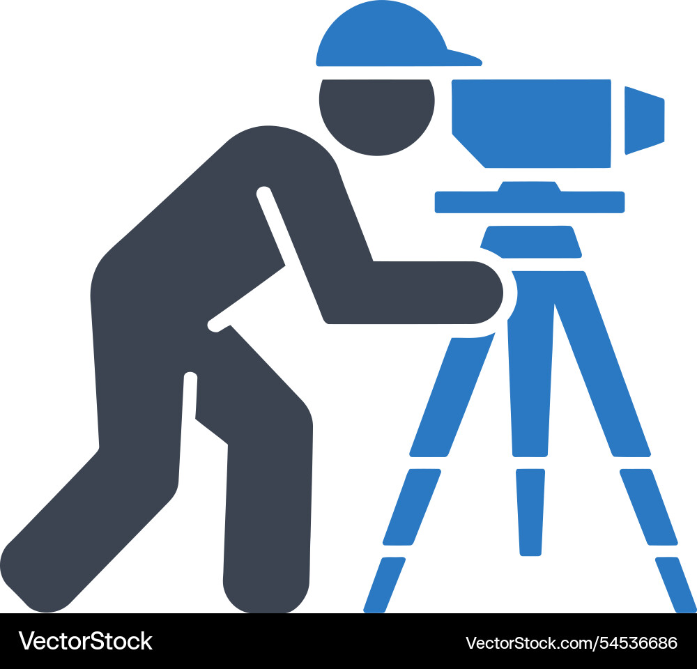 Surveyor with tripod icon Royalty Free Vector Image