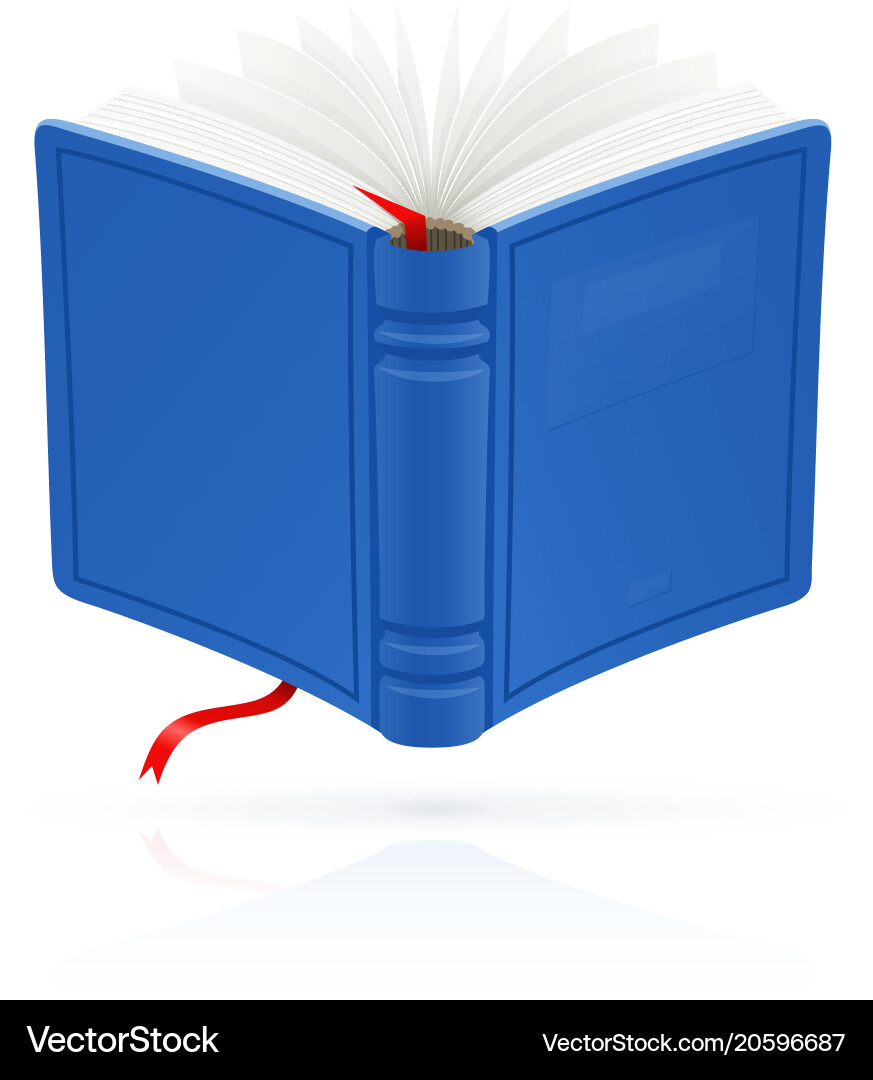 Blue open book with red Royalty Free Vector Image