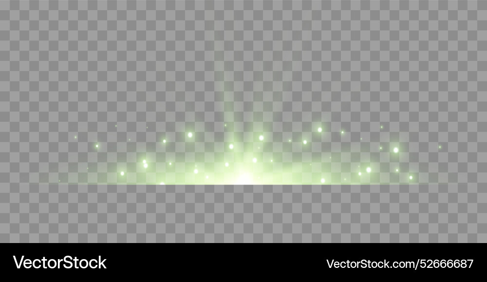 Green horizontal lensflare light flash with rays Vector Image