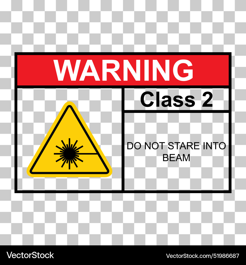 Laser radiation danger class 2 label icon safety Vector Image