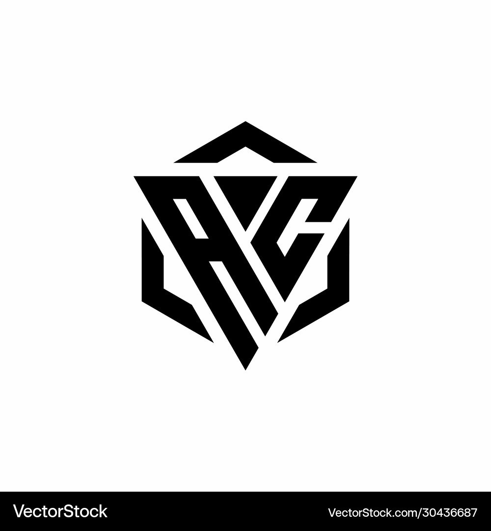 Modern AC Monogram Logo - Triangle & Hexagon Vector Image