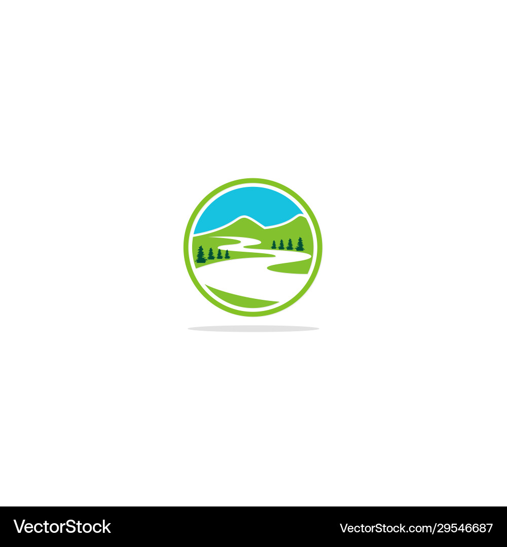 Mountain landscape river forest logo Royalty Free Vector