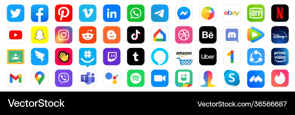 Social Media App Icons Royalty Free Vector Image
