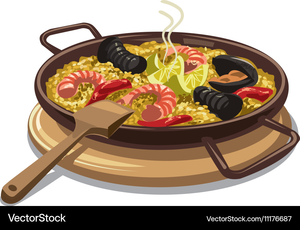Spanish food paella Royalty Free Vector Image - VectorStock