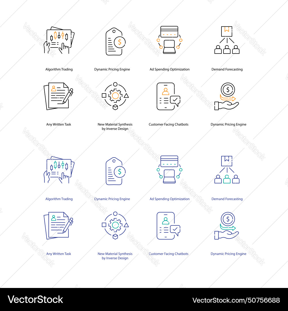 Discriminative ai use icons understanding ethical Vector Image