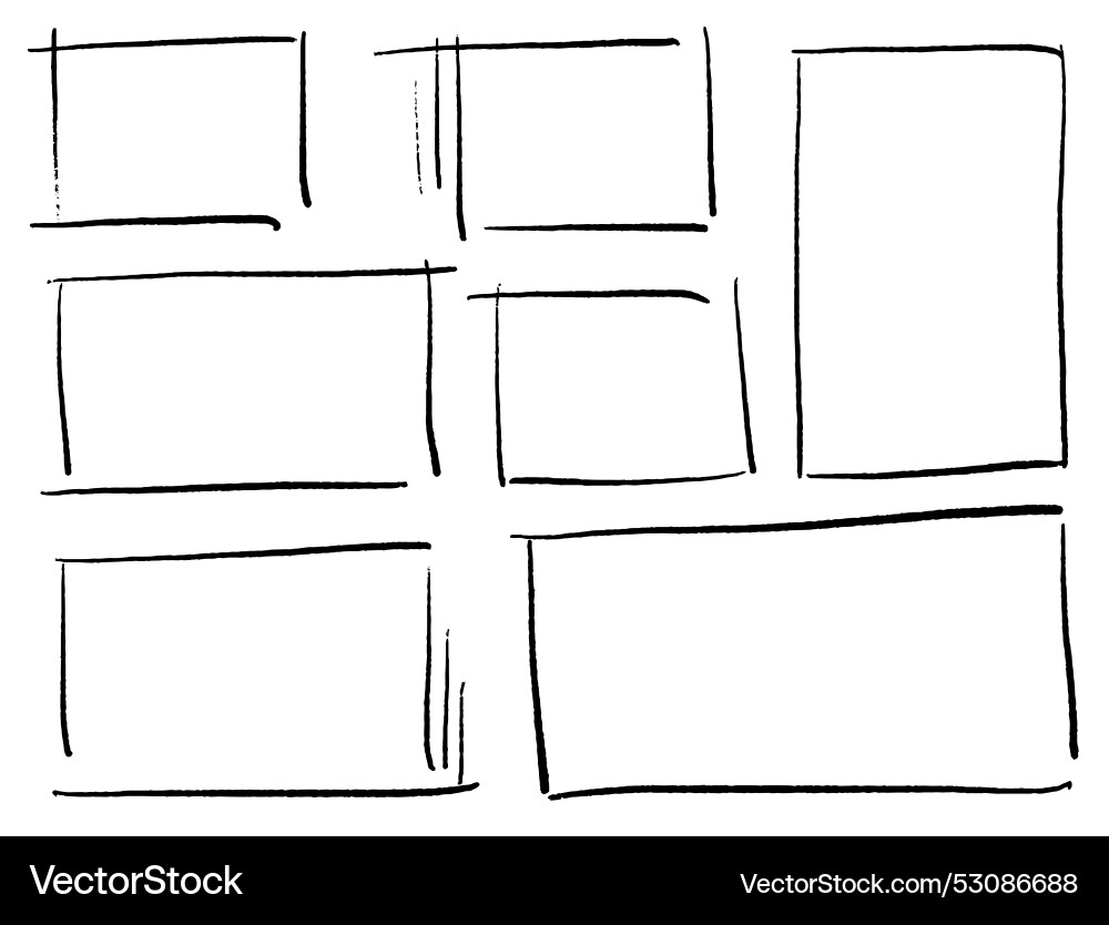 Hand-drawn rectangular frame set Royalty Free Vector Image
