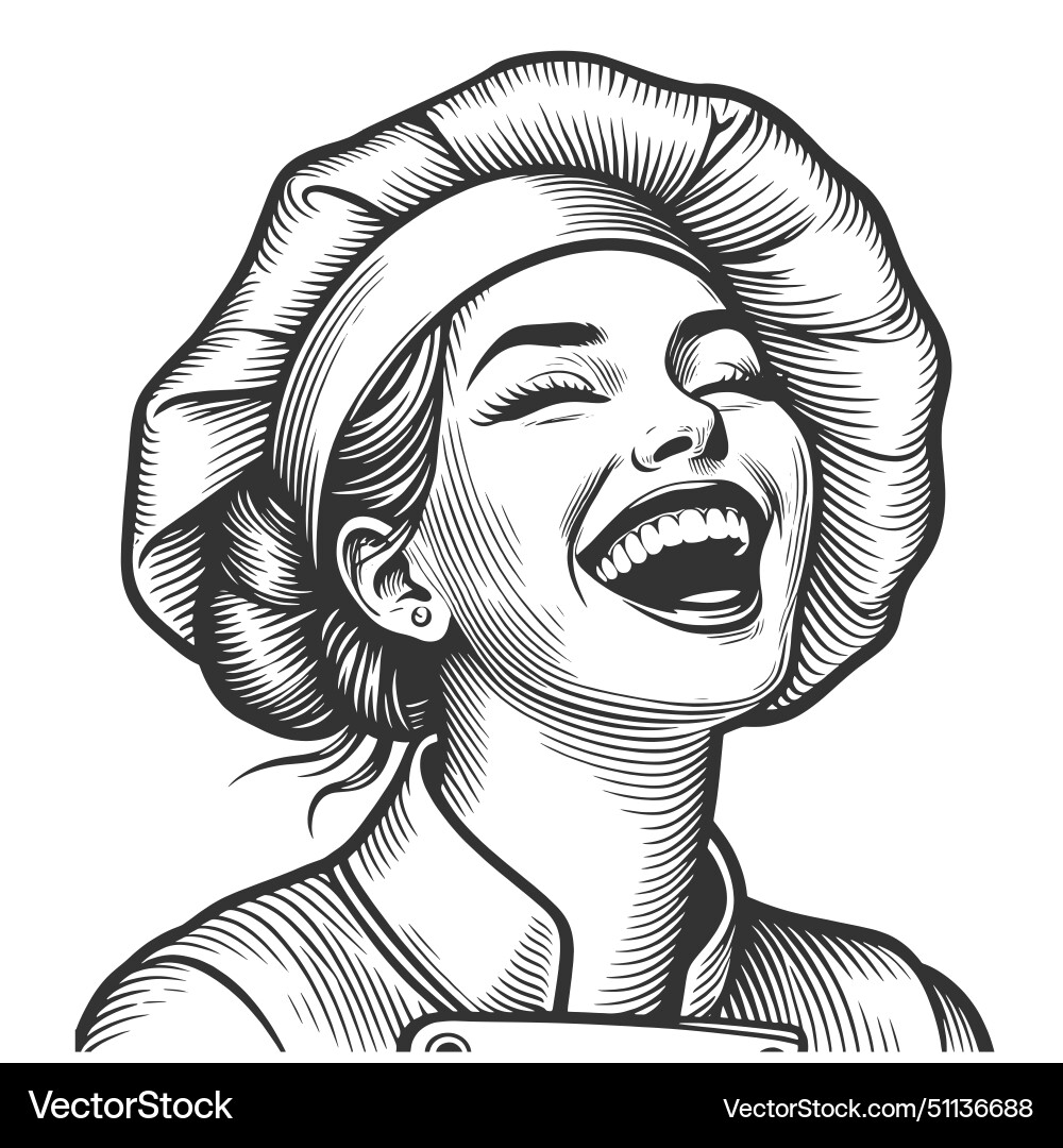 Retro chef woman smiling sketch Royalty Free Vector Image