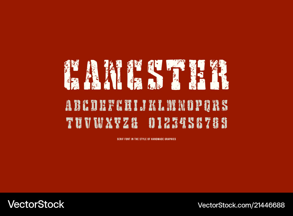 Stencil-plate serif font Royalty Free Vector Image