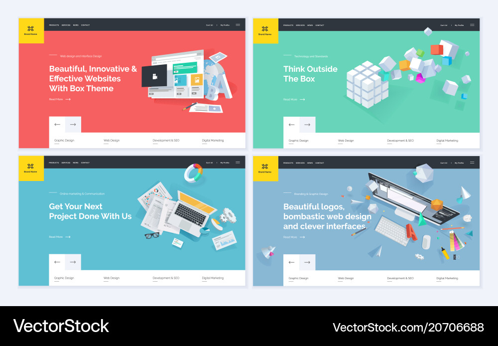 Website template design Royalty Free Vector Image